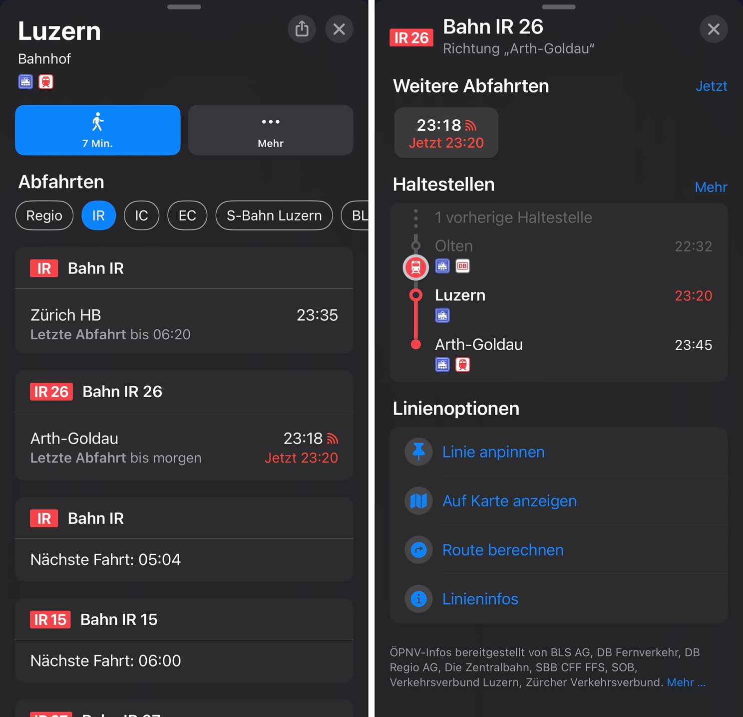 Apple Maps neu mit Real-Time-Transit (ÖV in Echtzeit) in der Schweiz 🇨🇭