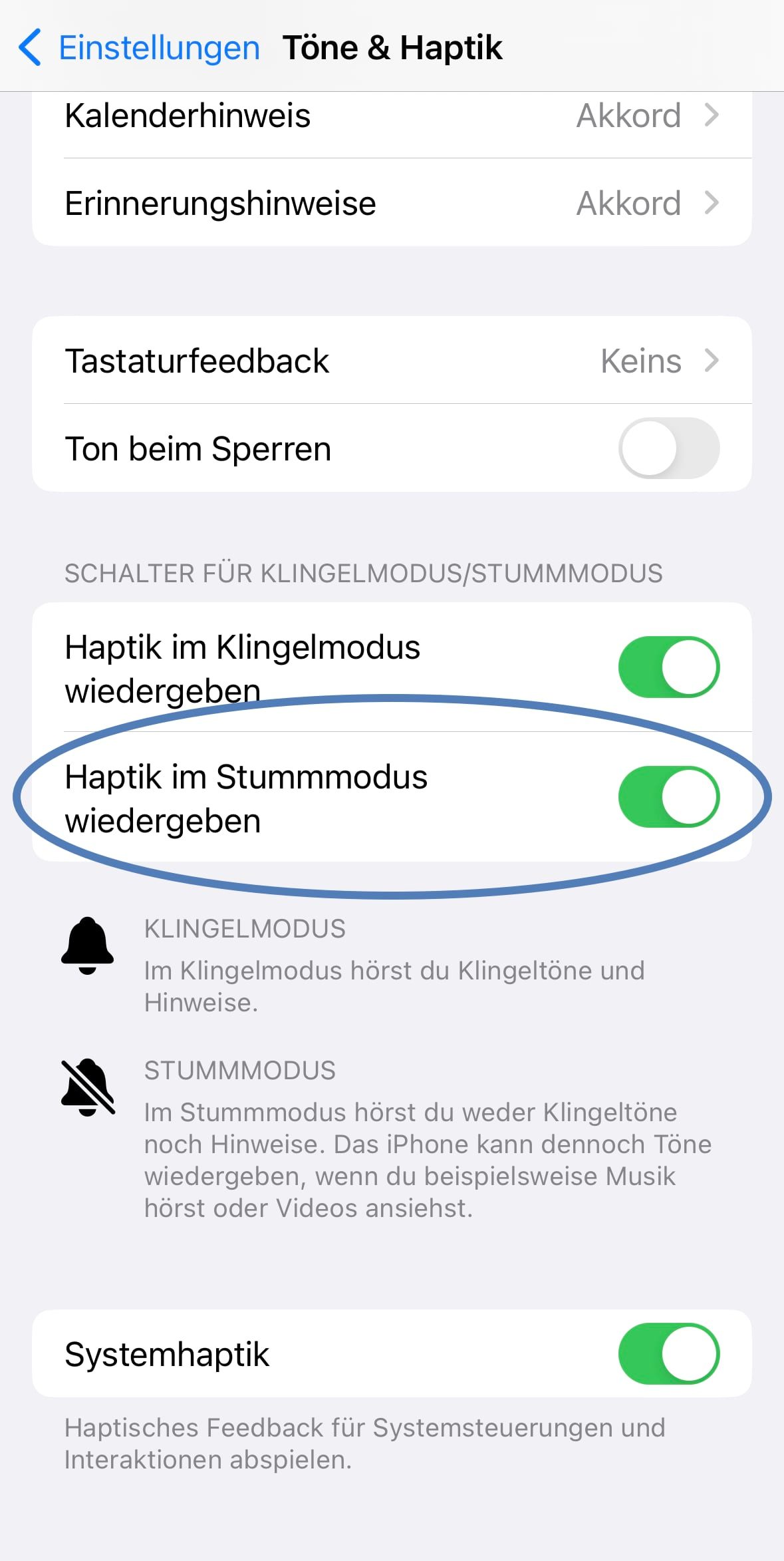 Im Lautlos-Modus das Vibrieren des iPhone abschalten